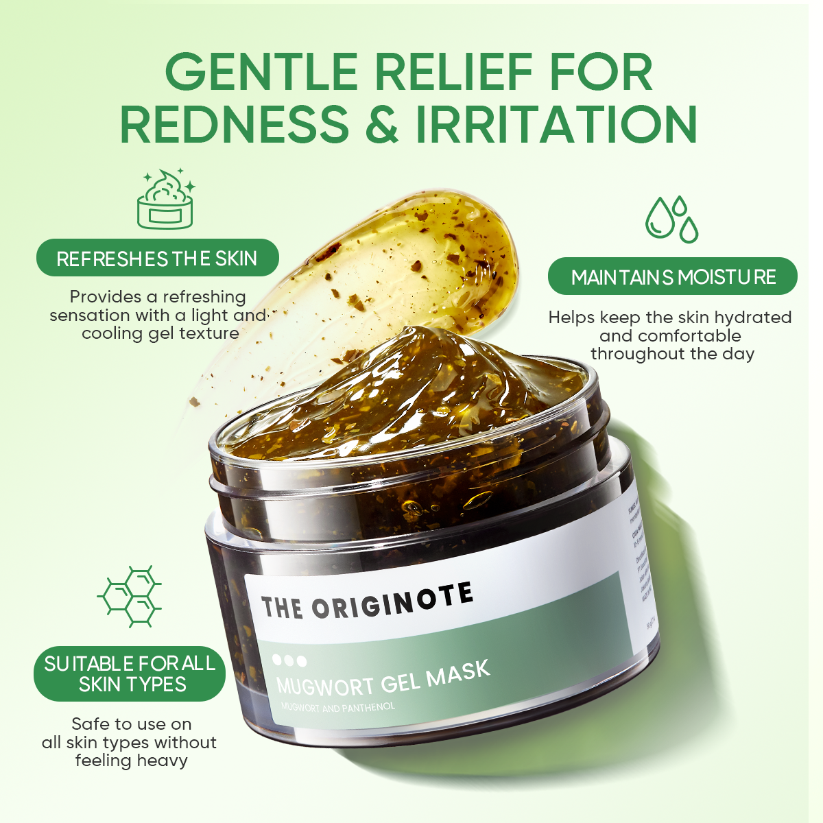 The Originote Mugwort Acne Gel Mask, Face Mask for Soothing and Calming ...