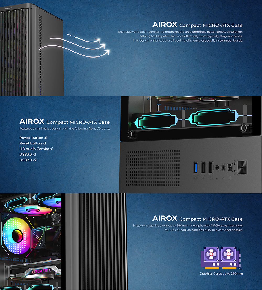 Slevcase Airox mATX Casing with 4pcs FRGB fans pre-installed | Shopee ...