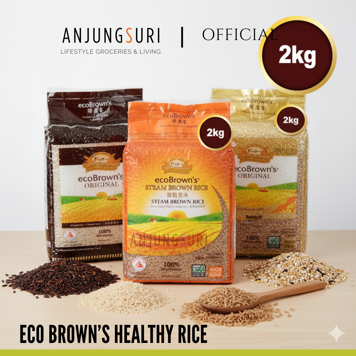 Eco Brown Rice Original Steam Multigrain Vacuum Pack Gluten Free Zero ...