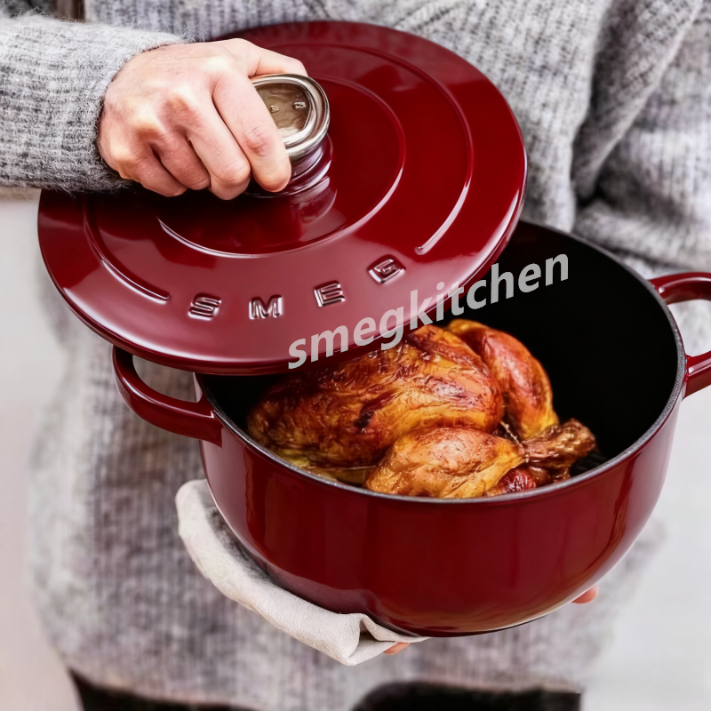 SMEG Enamel Pot cast iron pot Soup Pot 24cm Food Pot Double Ear Stewed ...