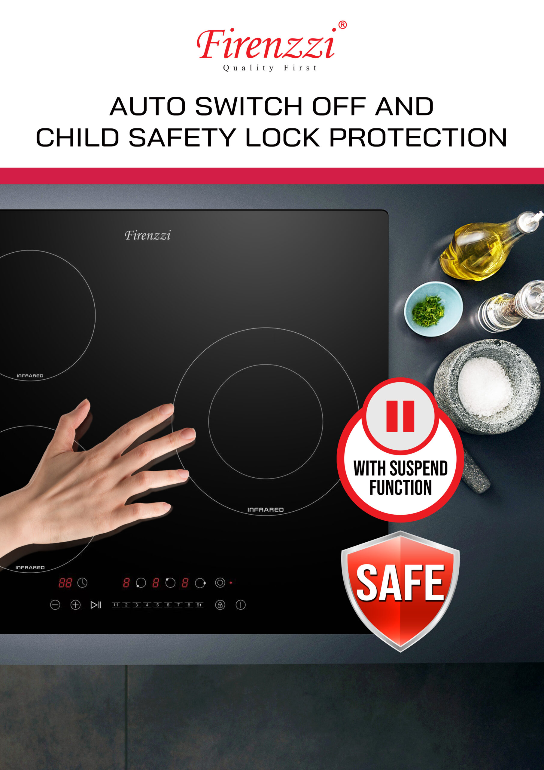 【FIRENZZI FRR-3288】3 Zone Ceramic Hob / SAMSUNG Built In Electric ...