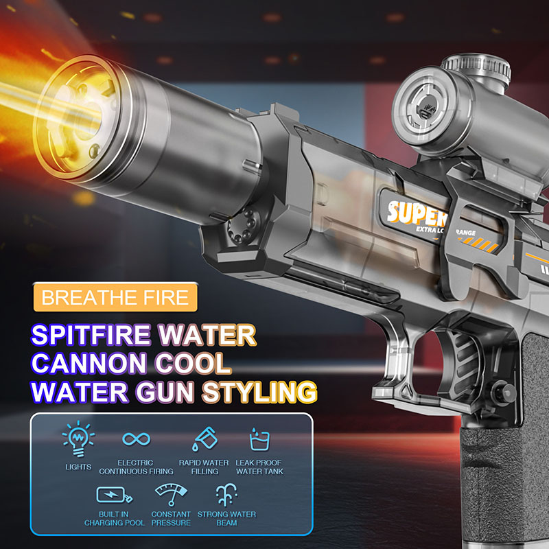 Electric Water Gun Rechargeable Flame Light Effect Electric Continuous ...