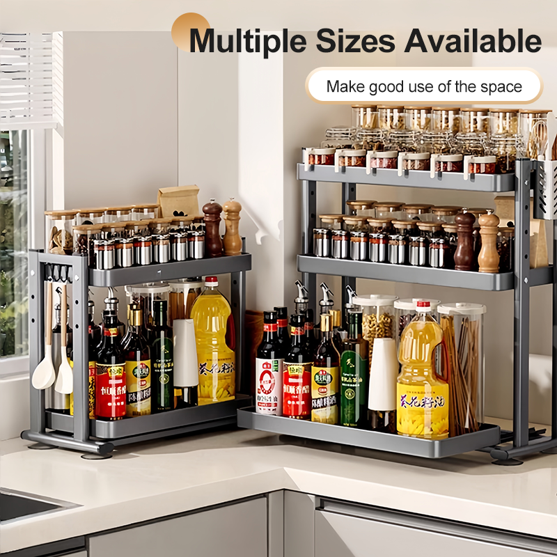 GSLIFE Adjustable Rak Dapur Boleh Tarik Pull Out Spice Rack Organizer ...