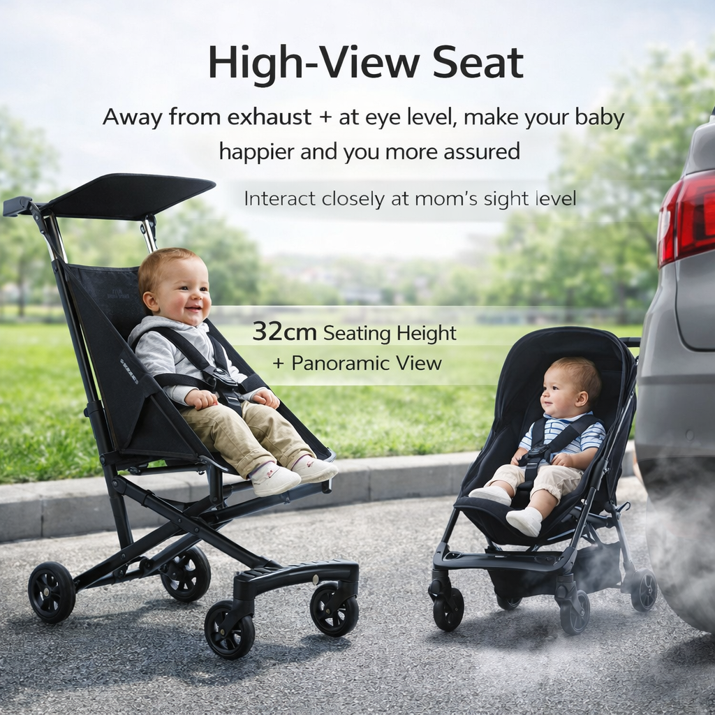 Beige Stroller Baby Foldable 4 Wheels Magic Stroller Weight 3.2kg ...