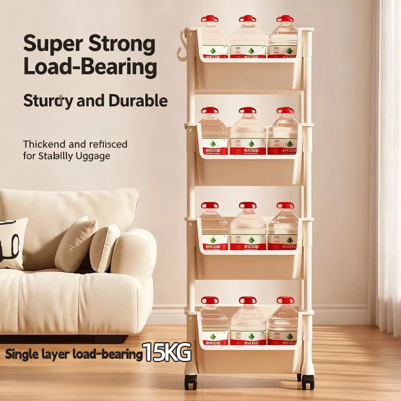 3/4/5 Tier Storage Rack With Wheels Multi-Layer Kitchen Organizer ...