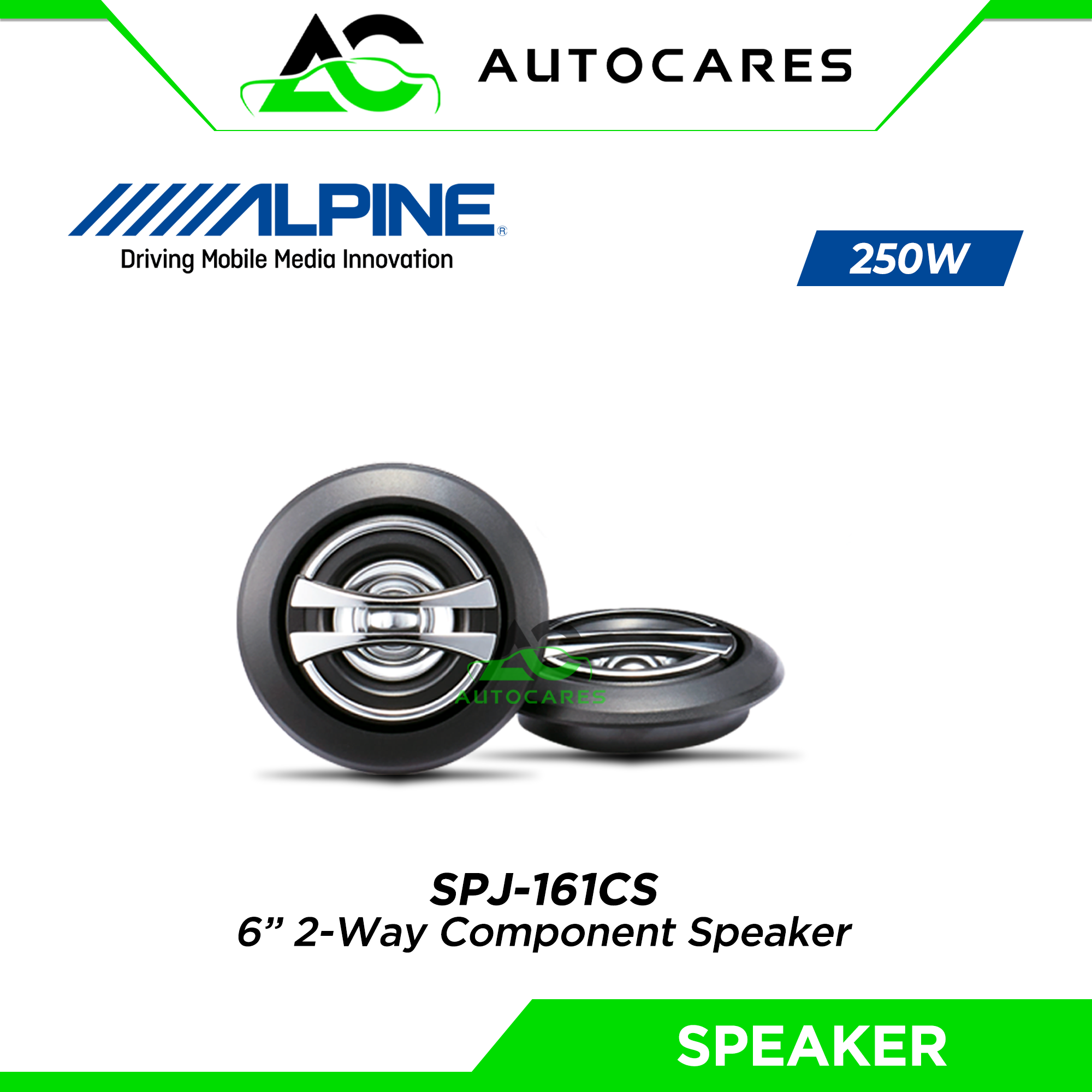 [SPJ-Series] 2-Way Component Speaker ALPINE SPJ-161CS 6" Car Speaker ...