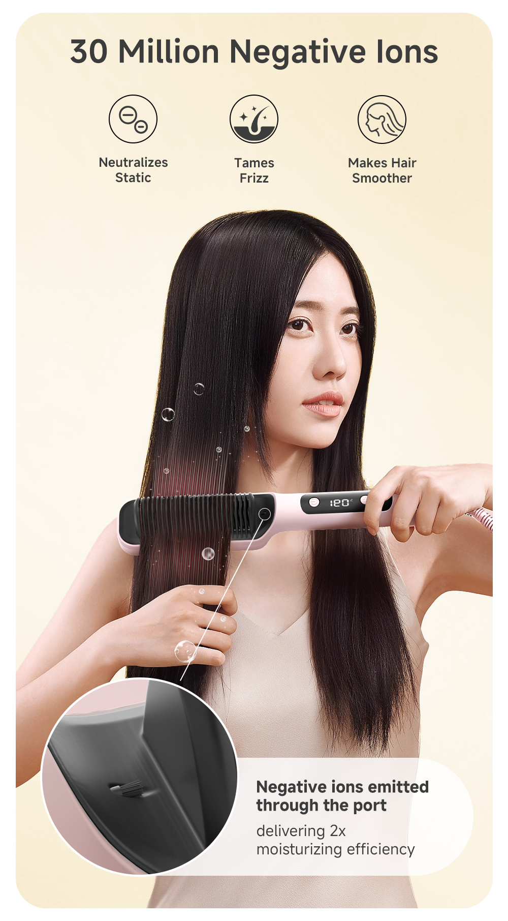 Simplus Hair Straightener Brush丨30 Million Negative Ions丨Curling ...