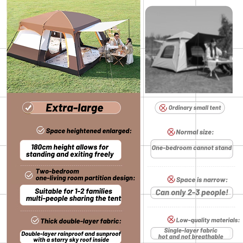 Khemah Unta Camel Tent Large Camping Tent Waterproof | 2 Rooms Double ...