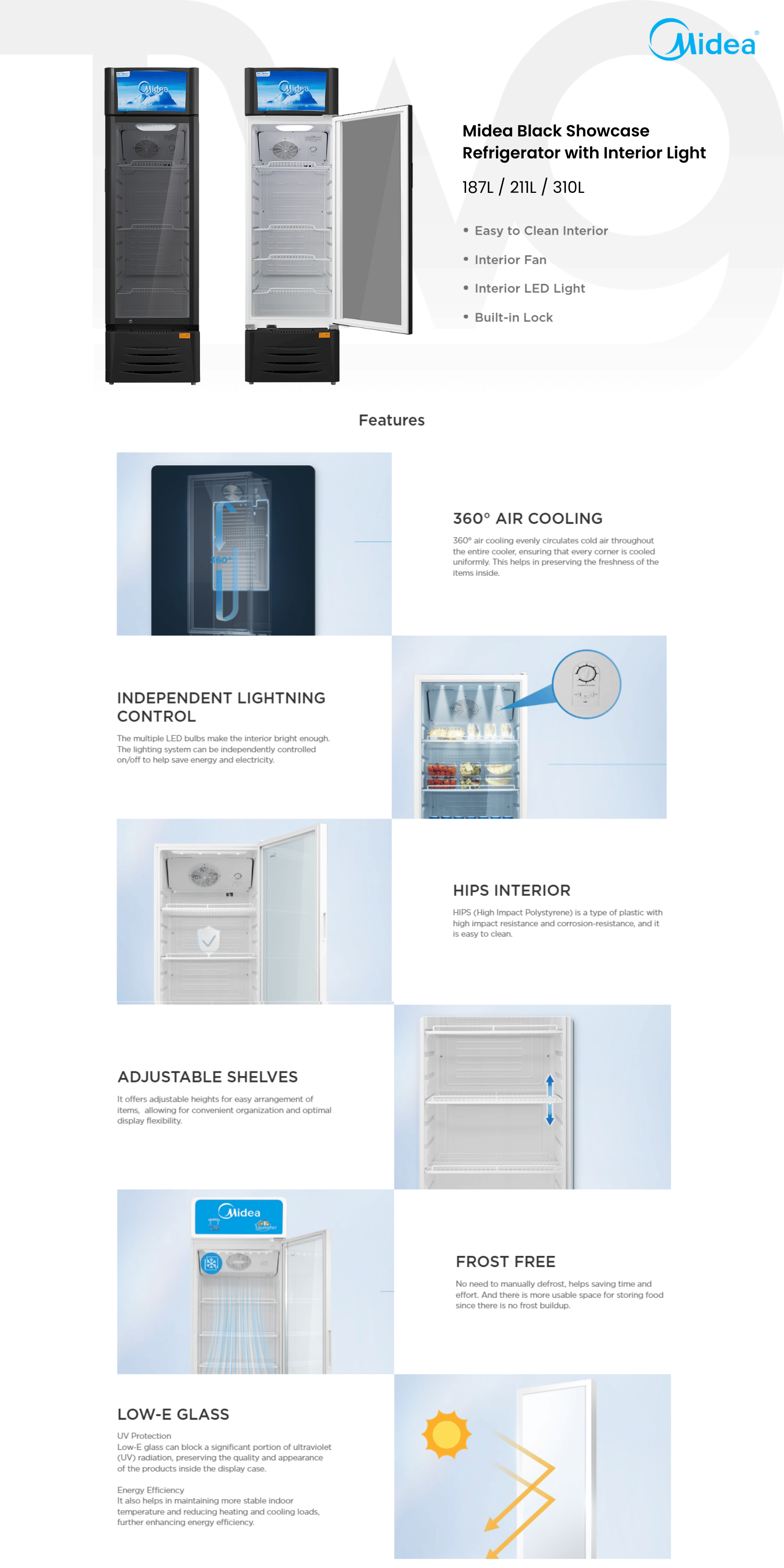 Hisense / MIDEA (187L / 211L / 310L) Showcase Display Chiller ...