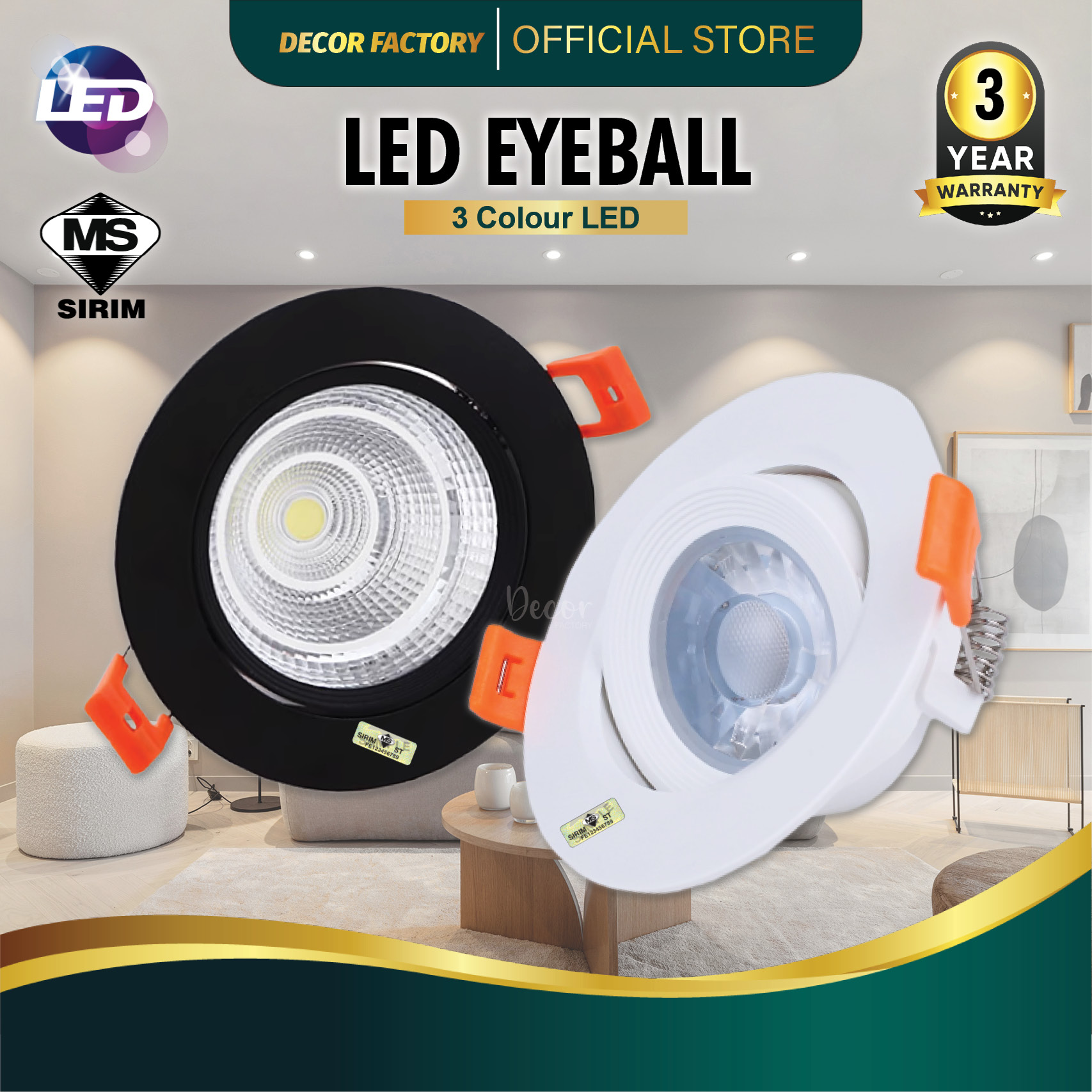 🔥SIRIM 3 Years Warranty🔥3W 5W 7W 10W LED Eye ball LED Recessed Eyeball ...