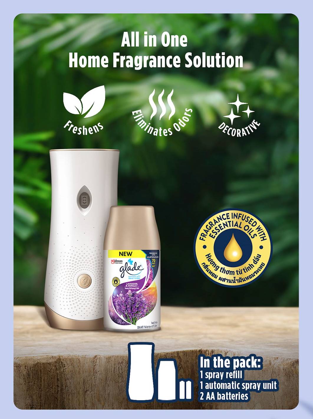 Glade Automatic Spray Refill (252ml x 4) Free Glade Lavender Reed ...