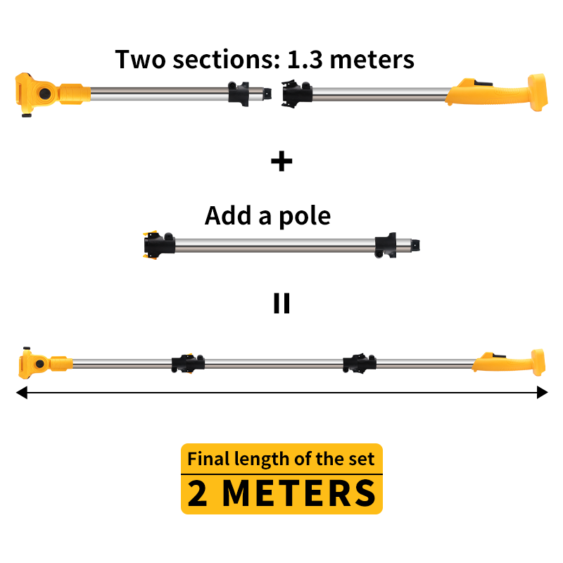 KEELAT 2M Extension Rod 3 Section Pole Saw Telescopic Rod for Chainsaw ...