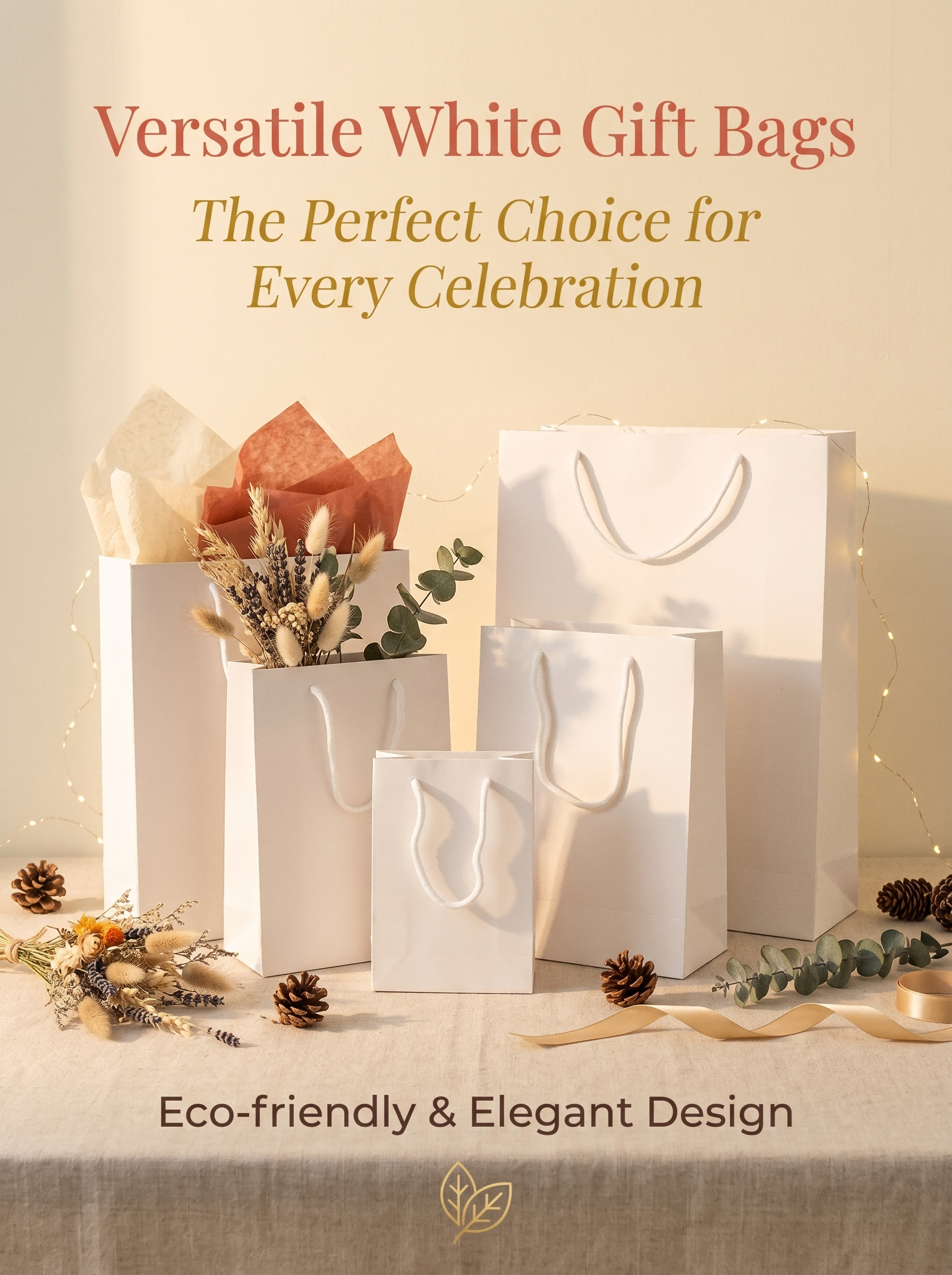 Ready Stock White Kraft Paper Gift Bag 220GSM Thick Strong Rope Handle ...