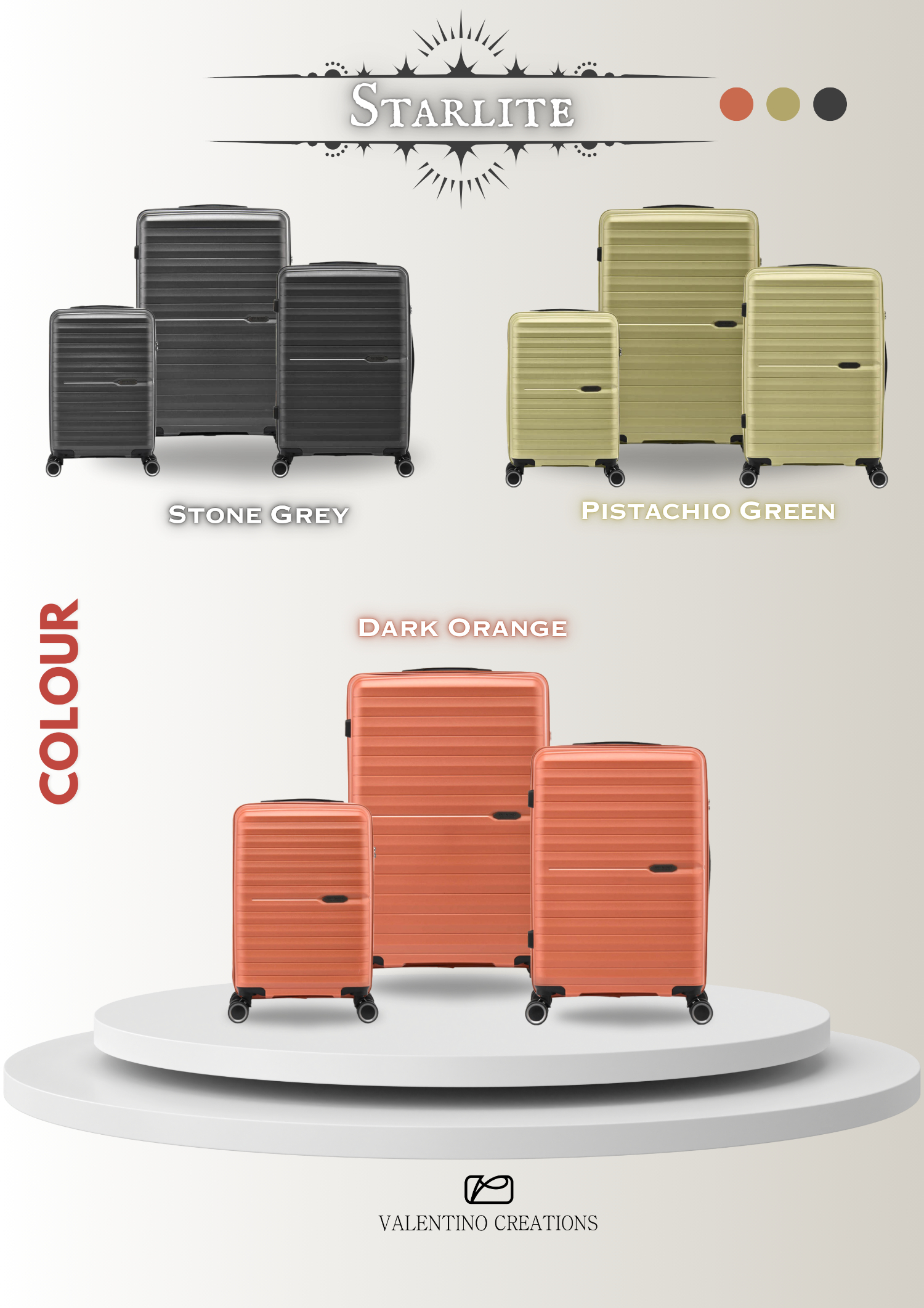 Valentino Creations STARLITE 3-in-1 (20"+24"+28") PP Luggage Travel ...