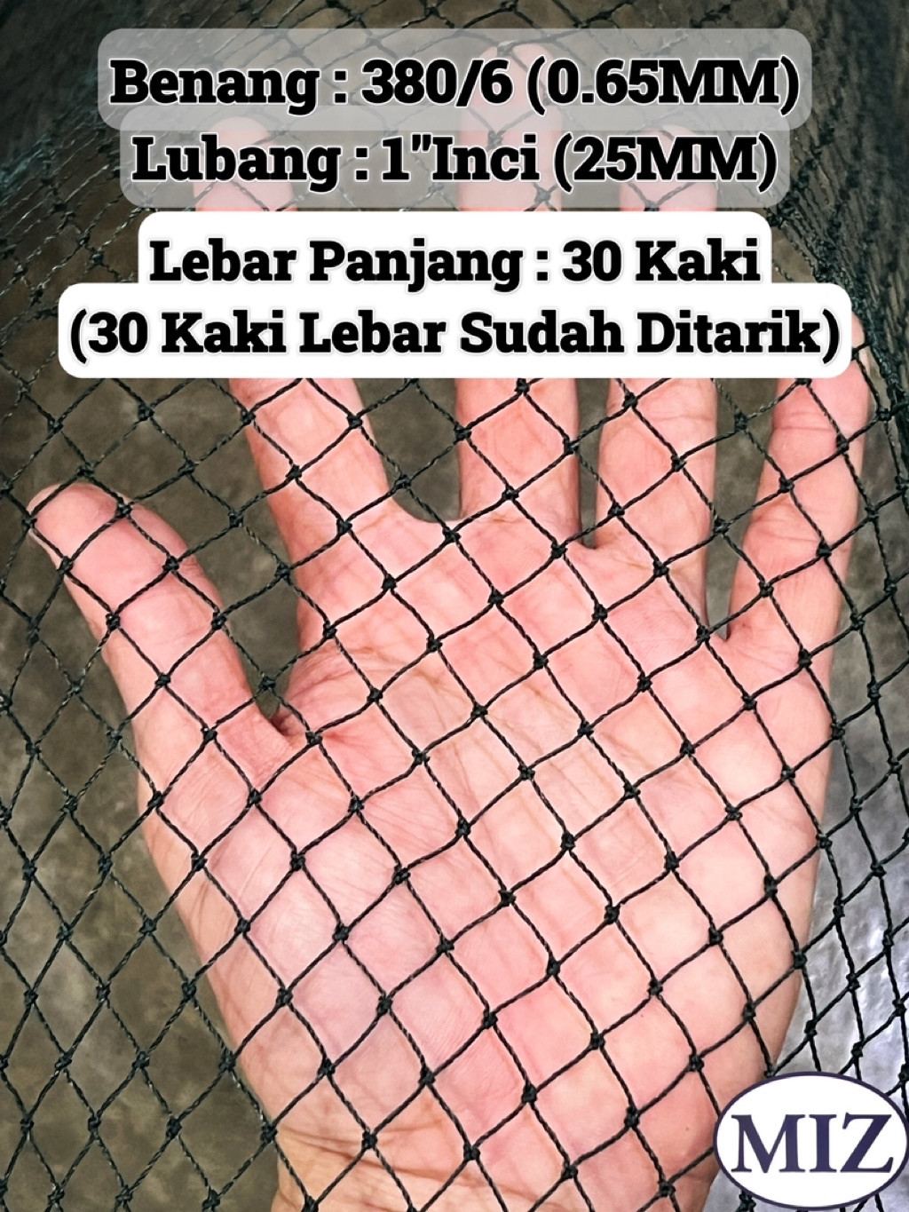 Cut : 1"(25MM) 380/6 380/9 380/12 Pukat Baru PE Poly Net Pukat Laut ...