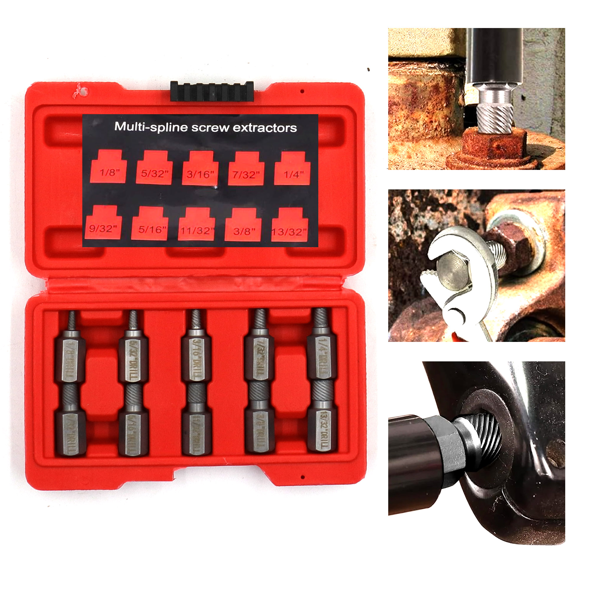 10 Pieces Hex Bolt Extractor Set Damaged Set Hex Head Broken Bolt ...