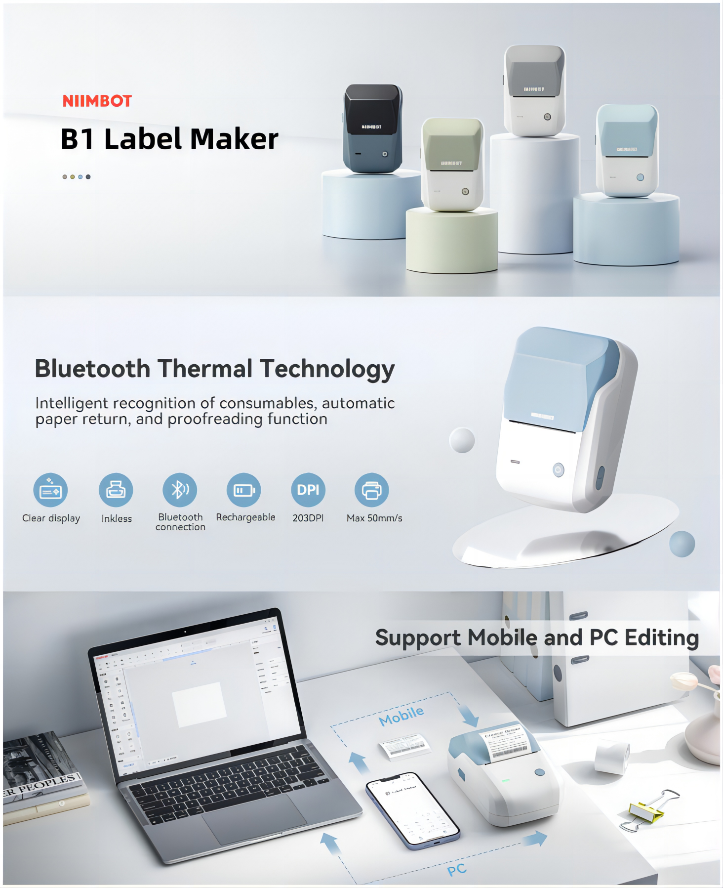 Niimbot B1 Label Printer Price Tag Printer Barcode Printer, Suitable ...