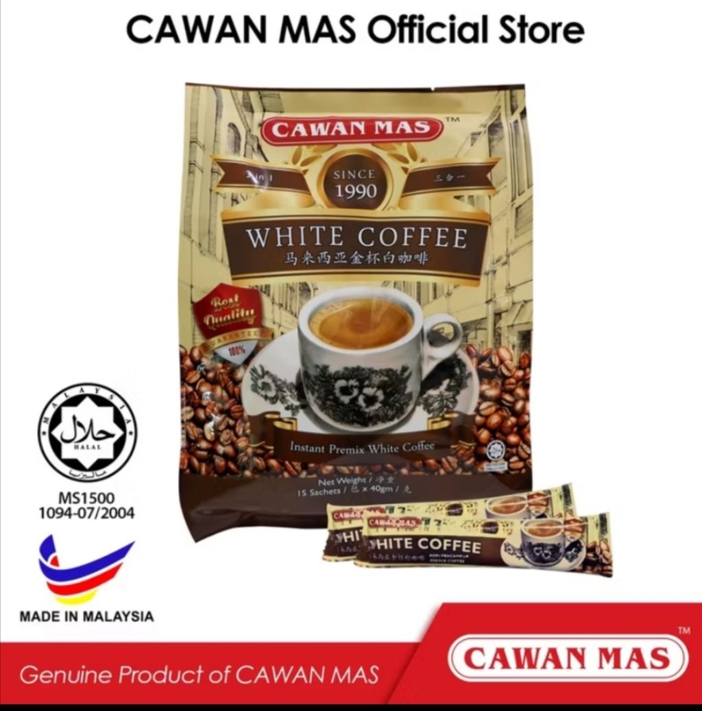 CAWAN MAS INSTANT 3 IN 1 WHITE COFFEE 15x40G | Shopee Malaysia