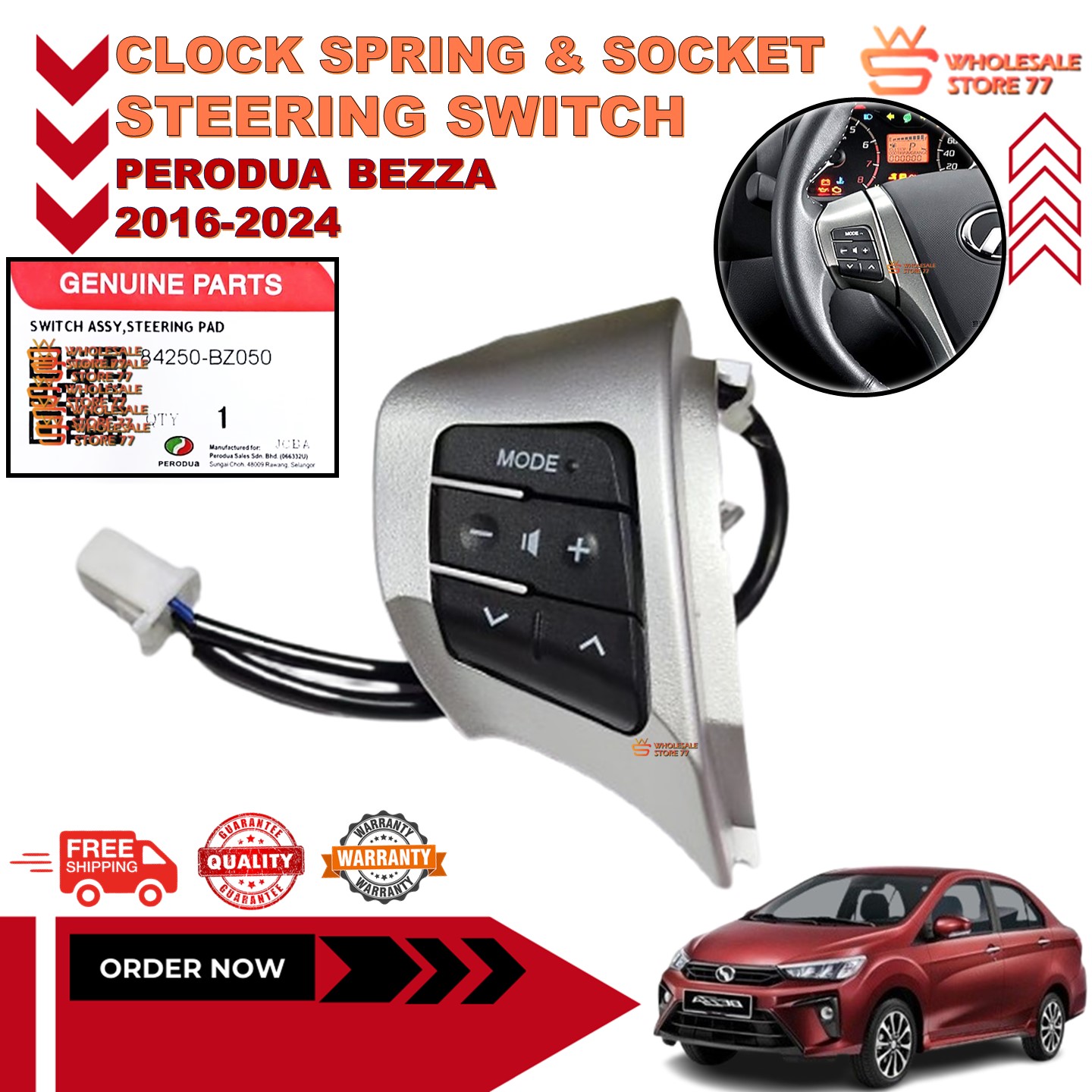 ORIGINAL | PERODUA BEZZA 2016-2024 STEERING BUTTOM SWITCH/STEERING ...