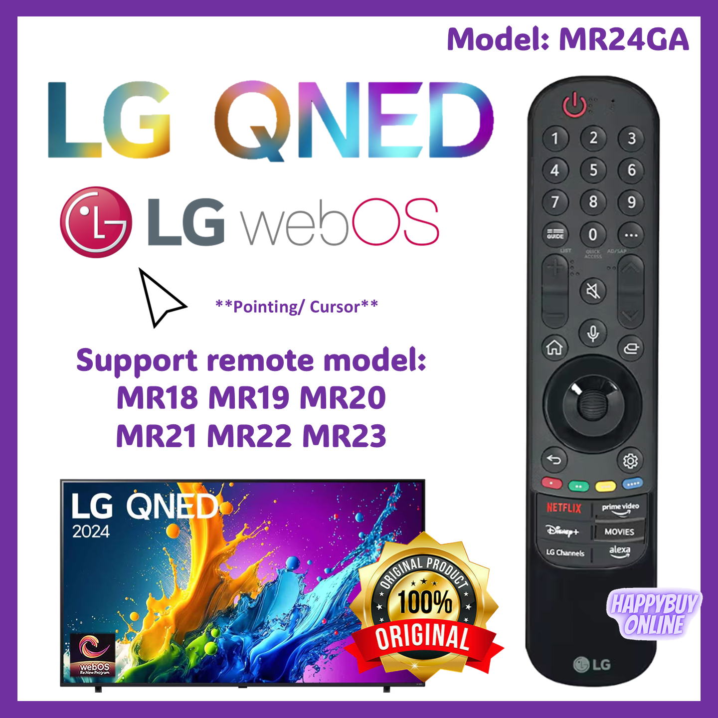 LG Original QNED HDR 4K TV Magic Remote Control MR24GA LG OLED Google ...