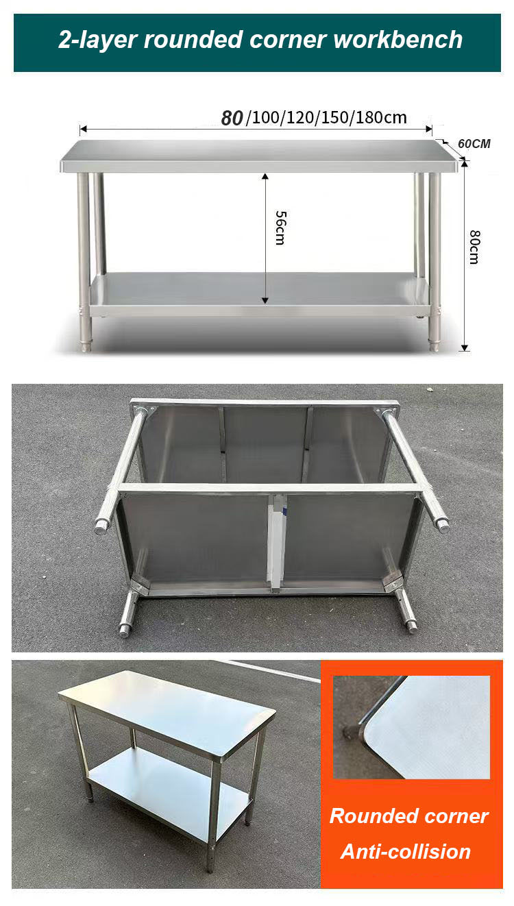 🍁Ready Stock🍁304 Stainless Steel Kitchen Workbench Table 2/3 Layer ...