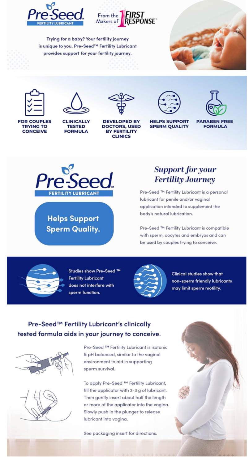 Pre-Seed Fertility Lubricant 40g + 9 applicators, For Use by Couples ...