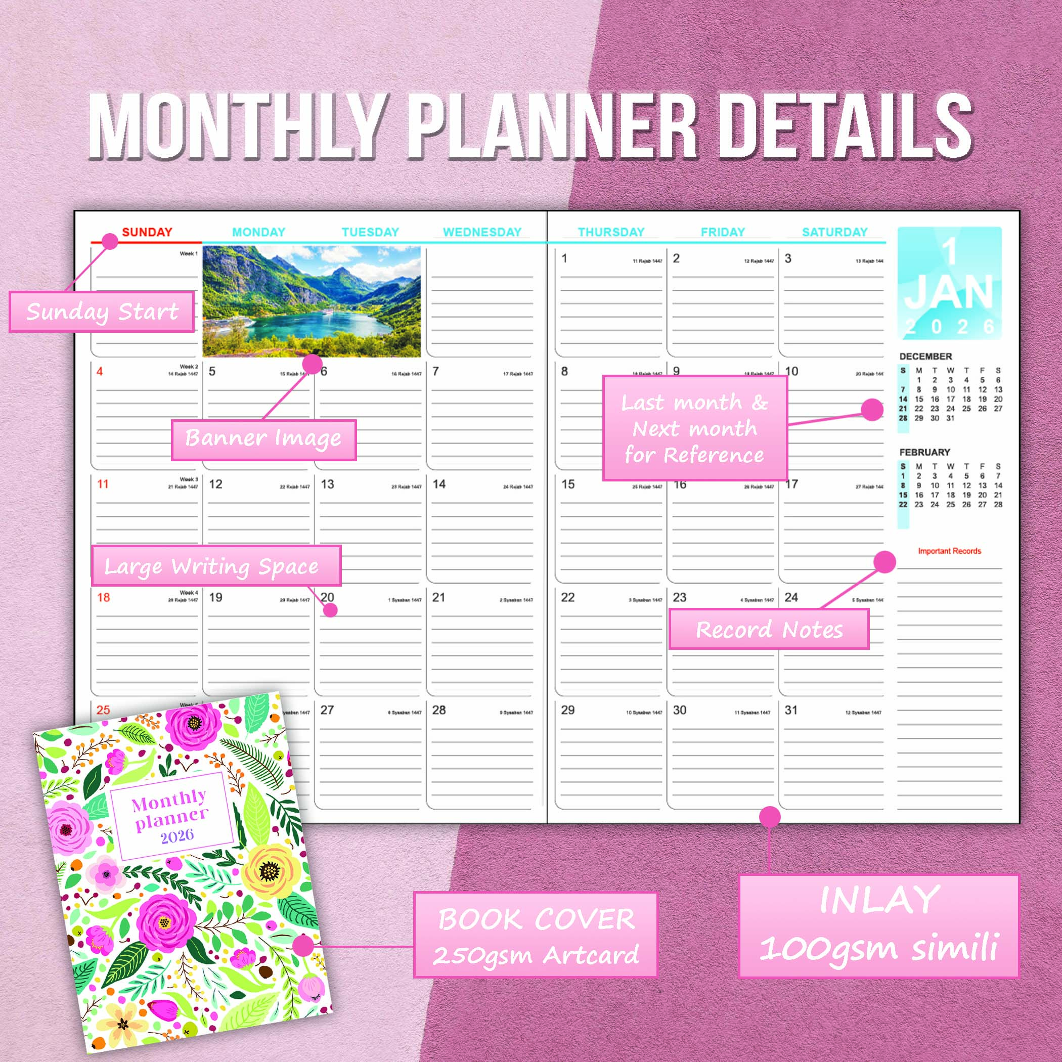 A4 Size 2026 Corporate Planner Diary Desk Table Month Year Planner with ...