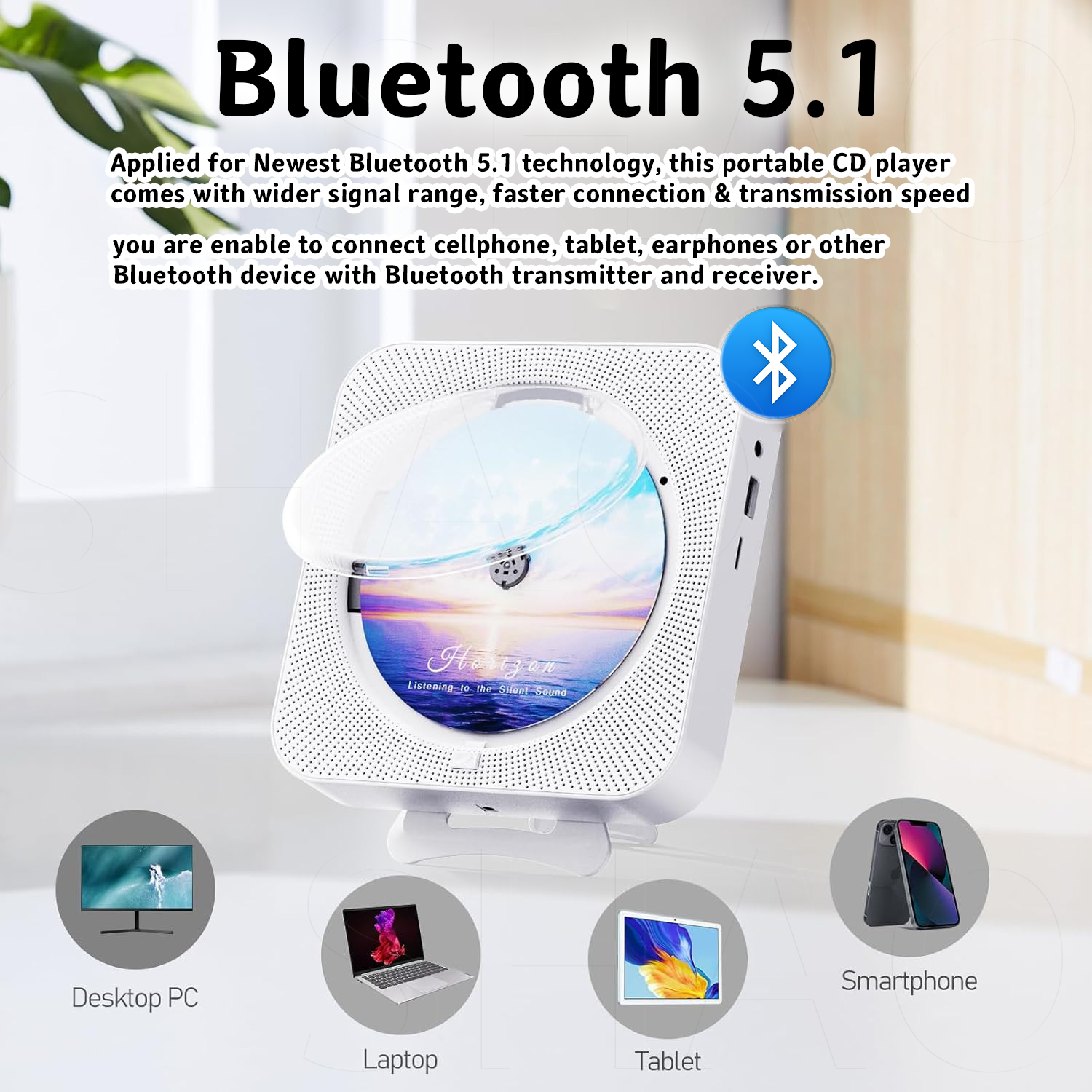 Bluetooth CD DVD Music Player Home Wall CD PlayerMini Home Boombox FM ...
