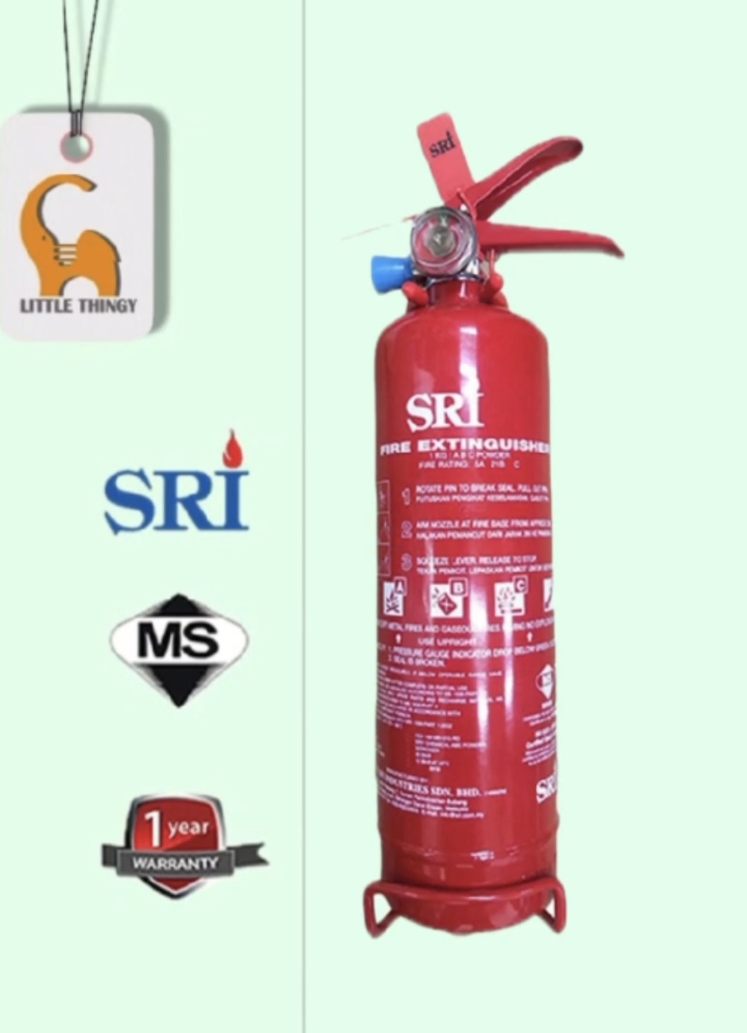 SRI 1kg Fire Extinguisher ABC Dry Powder For Car Lorry Van Drivers ...