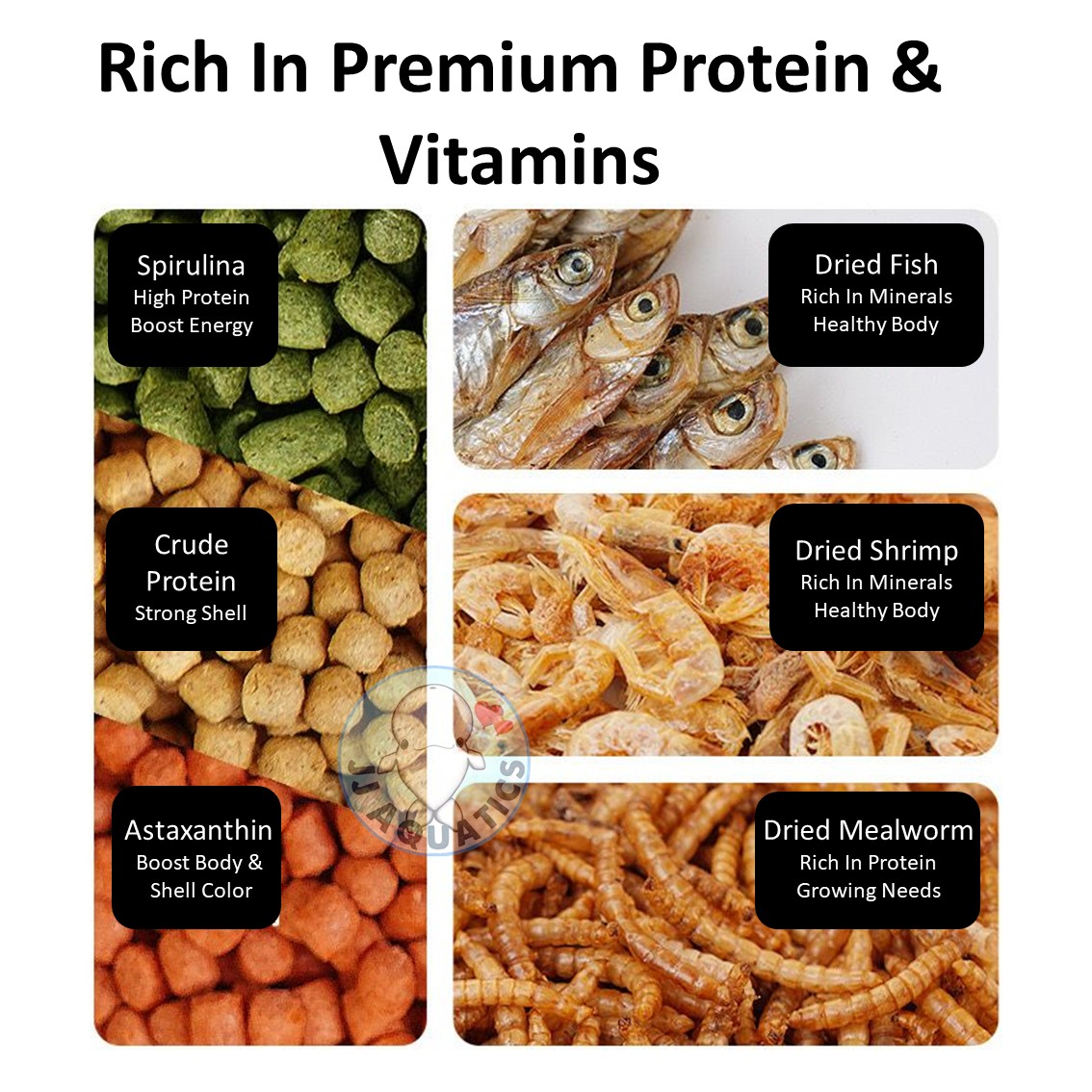 Jonsanty 6 in 1 Turtle Tortoise Food Premium Protein Rich Astaxanthin ...