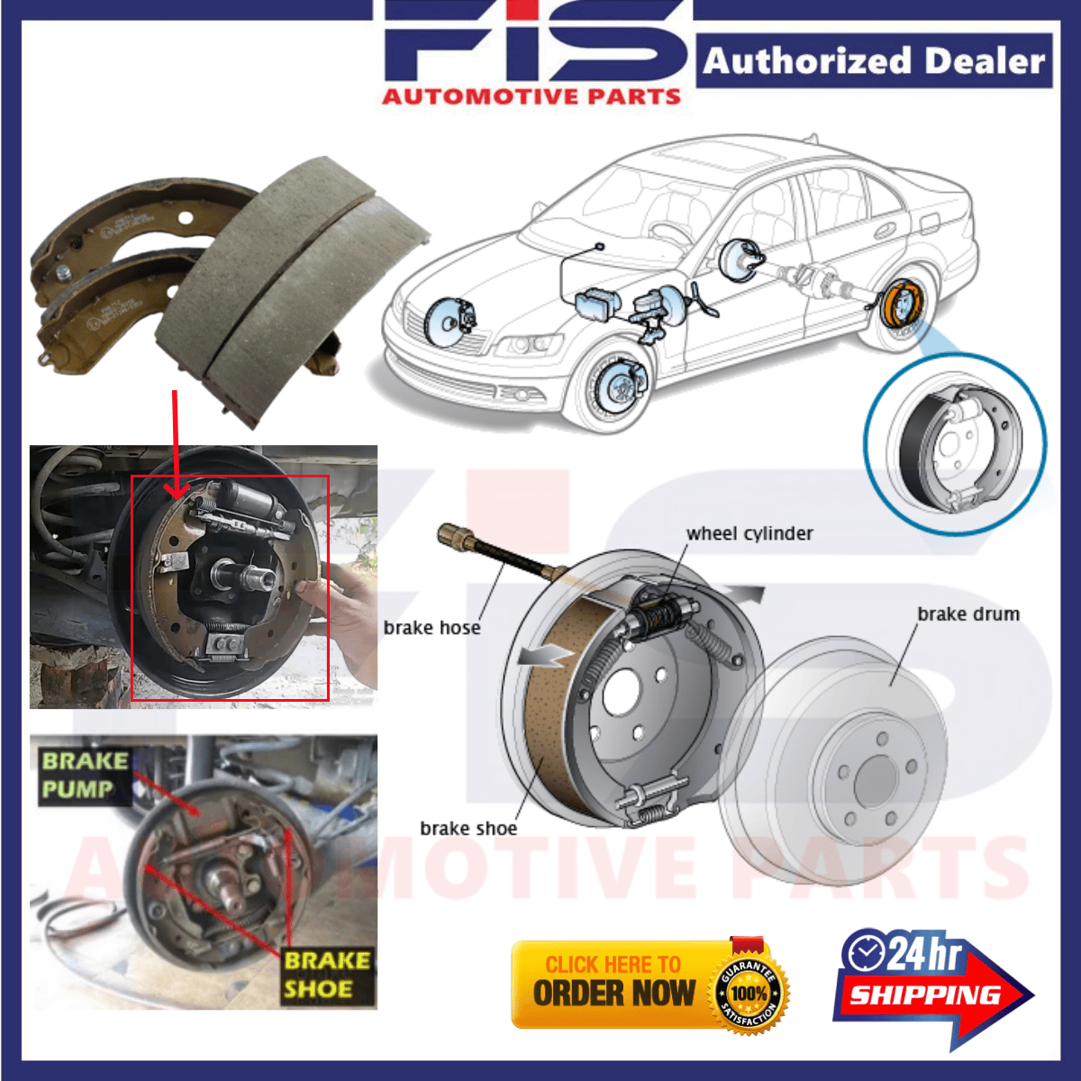 FIS ASIMCO Rear Brake Shoe Toyota Avanza 1.3 F601 F602 F651 F652 Kasut ...