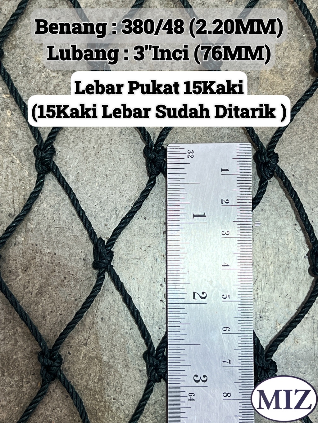 Cut : 3"(76MM) 380/48 Fishing Net Pukat Baru PE Poly Net Pukat Laut ...