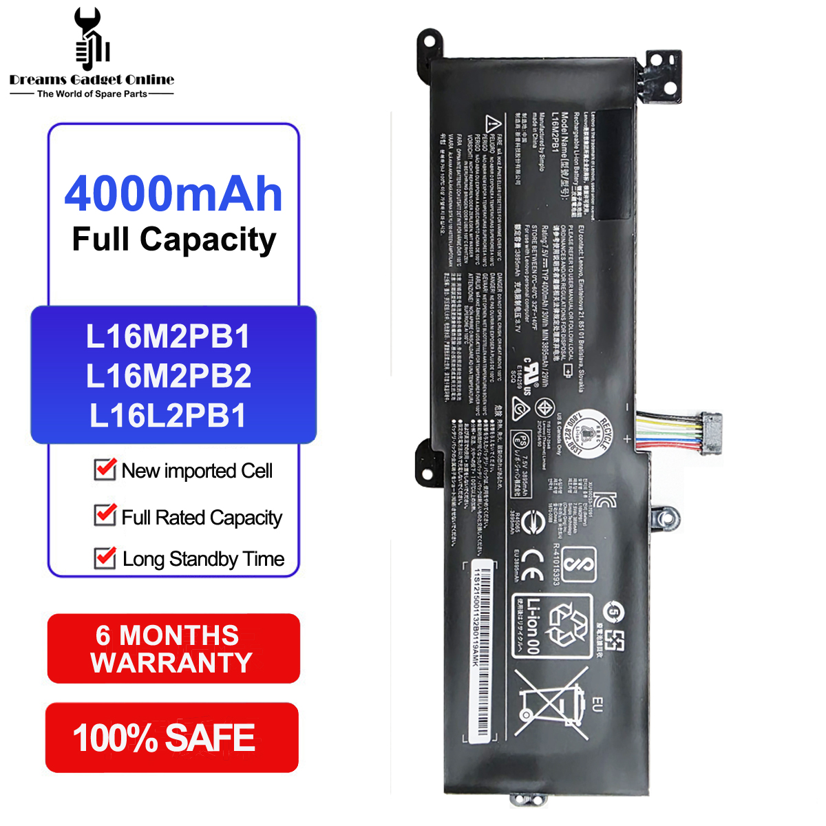 LENOVO Laptop Battery L16L2PB2 L16M2PB1 L16M2PB2 L16C2PB2 4000mAh for ...