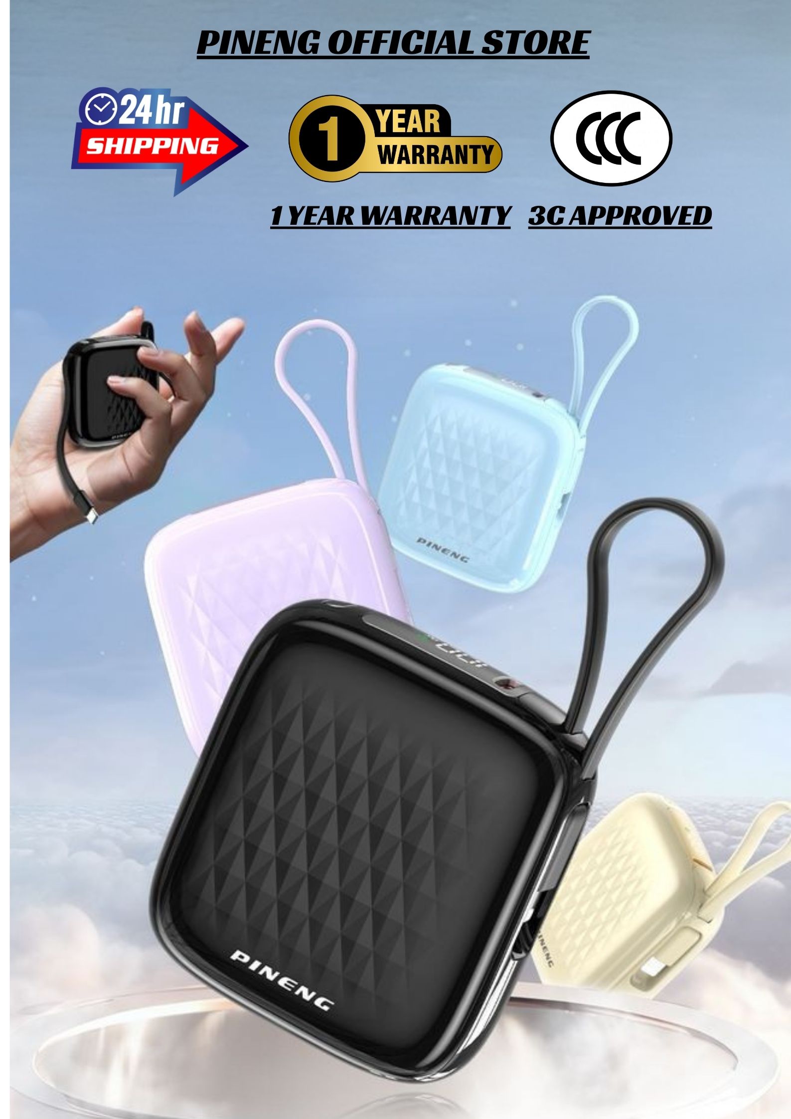 Smallest 3c(CCC)Pineng Powerbank PN833 PN830P 10000mAh Type c input ...