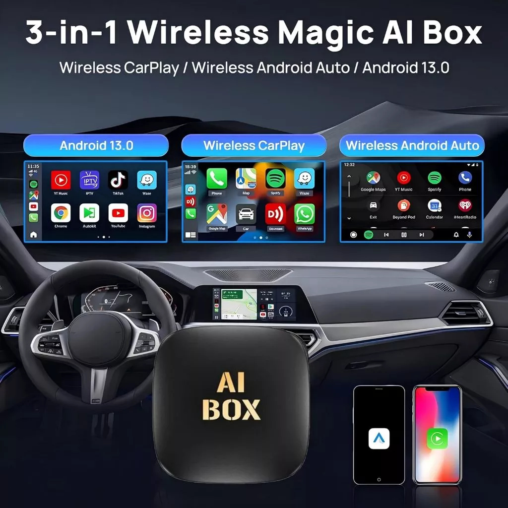 Wireless Carplay Adapter Carplay Ai Box - Android 13.0 Android Auto ...