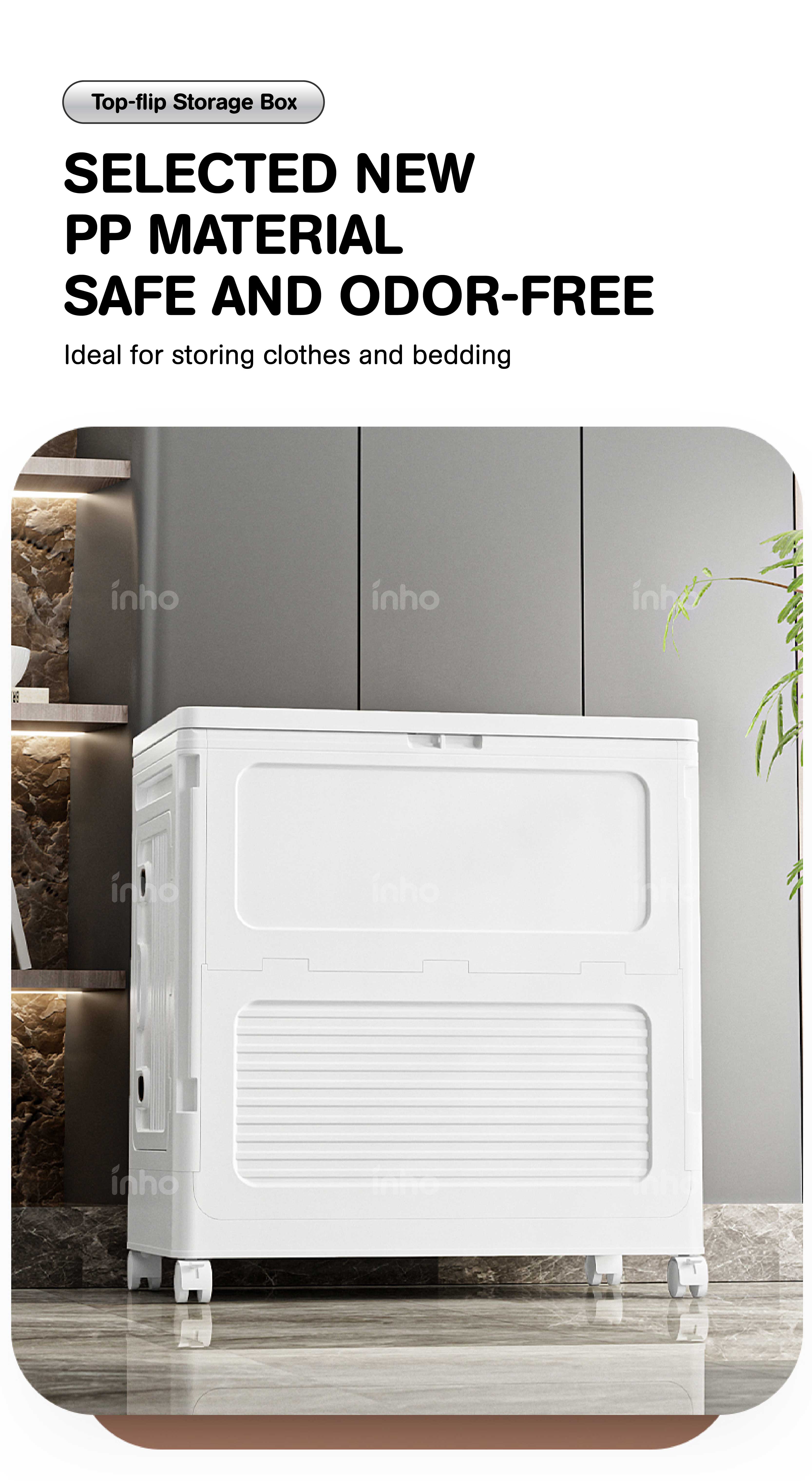 INHO L56cm Multipurpose Top Flip Storage Box Foldable Storage Cabinet ...