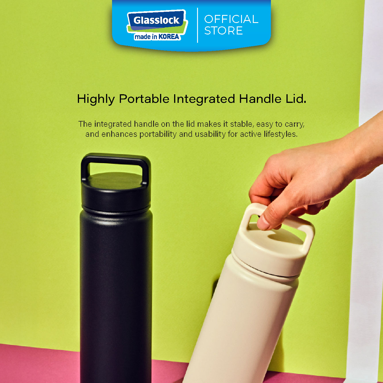 Glasslock Sporty Handy Insulated Tumbler Stainless Steel Water Bottle ...