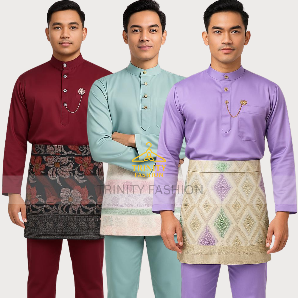 Baju Melayu Satin Slim Fit Tema Raya 2026 | XS–3XL Dewasa & 1Y–12Y ...
