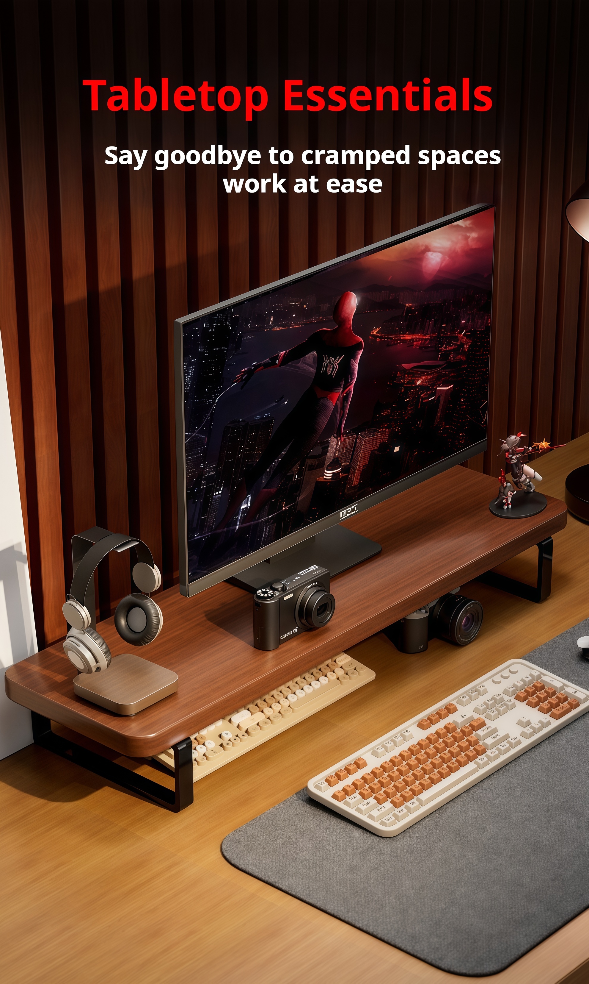 Computer Monitor Rack Monitor Stand Wood Desktop Screen Increase Shelf ...