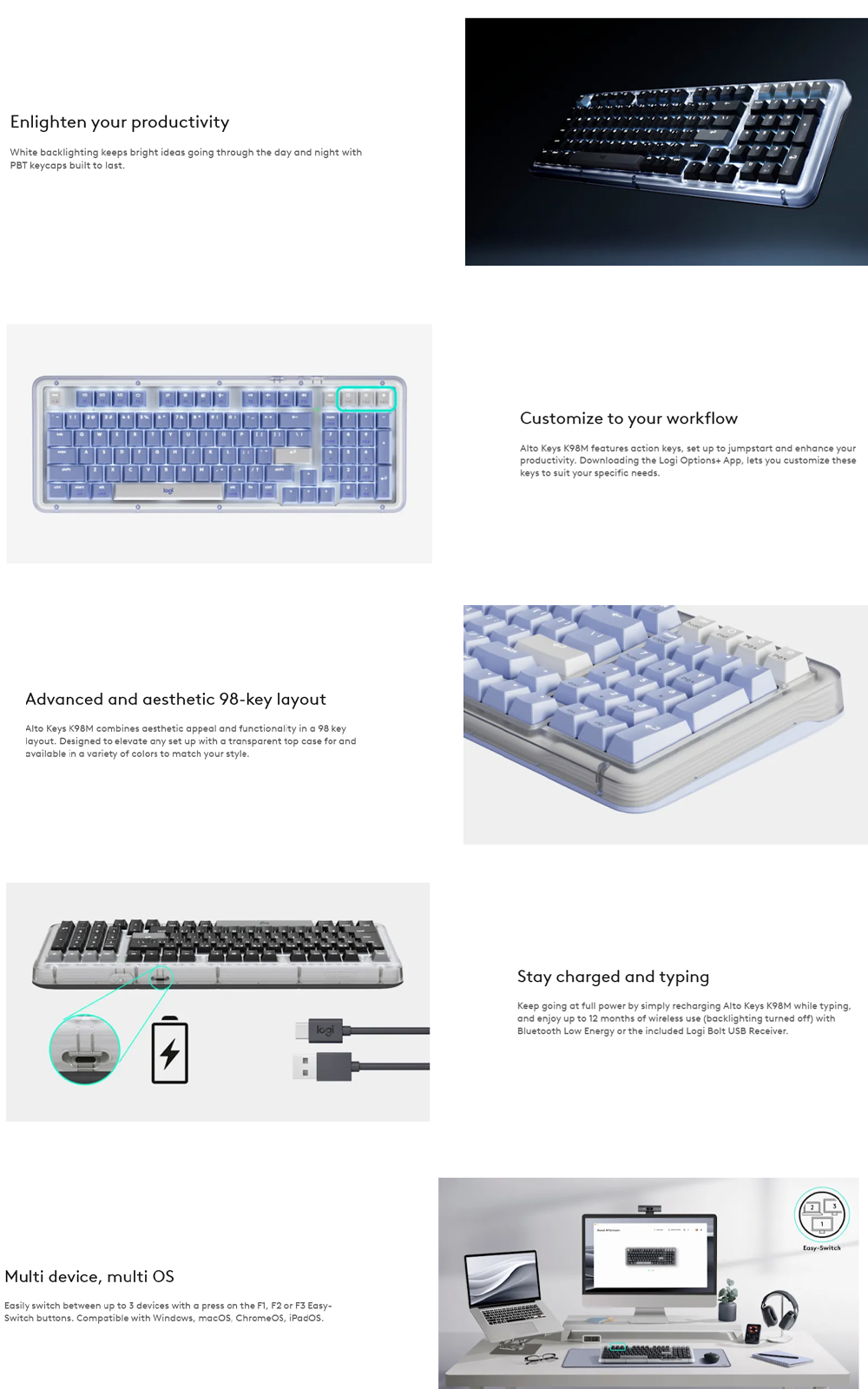 Logitech Alto Keys K98M Wireless Mechanical Keyboard with UniCushion ...