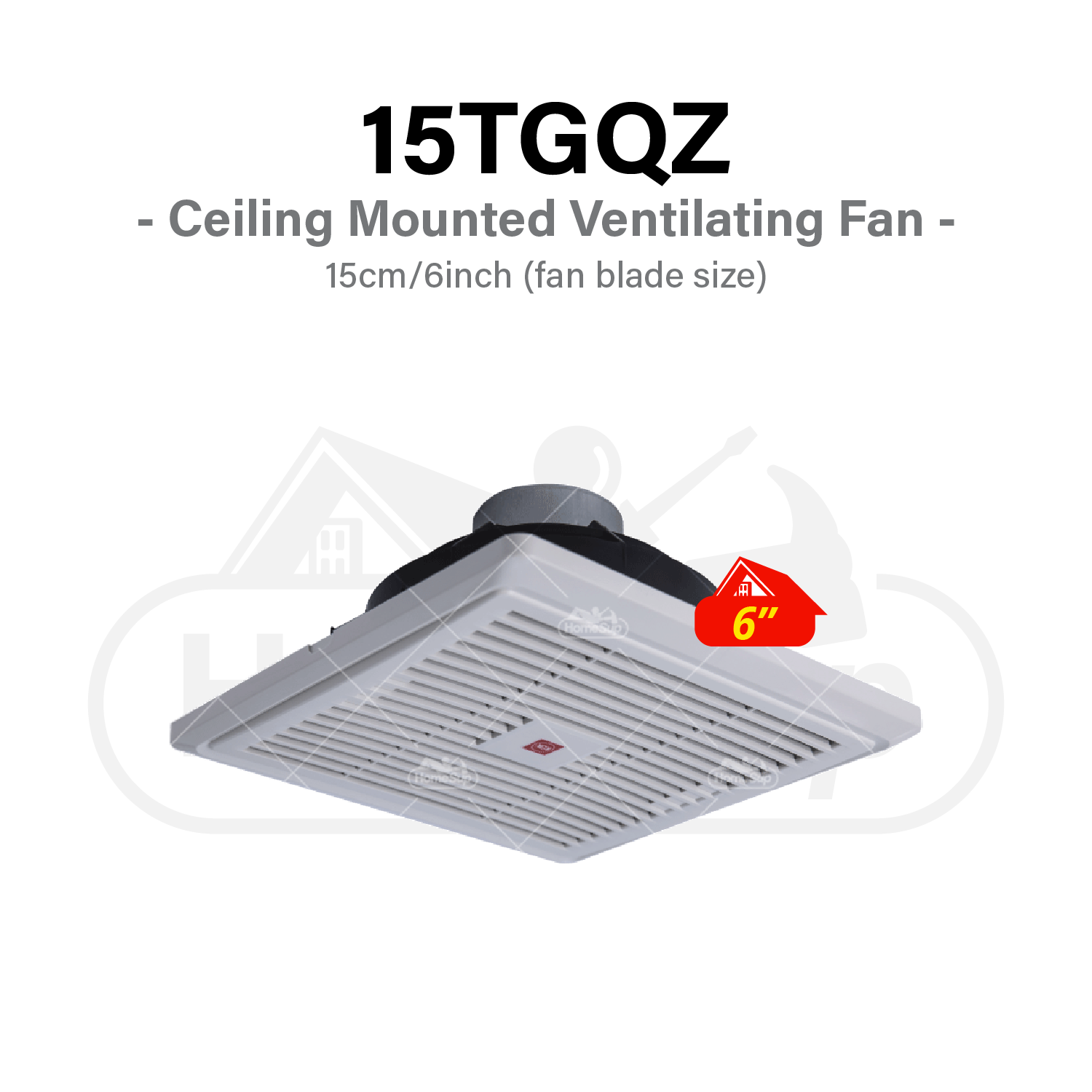 KDK 15Tgqz Exhaust Fan – 6 Inch Fan Blade, Ceiling Mounted Ventilation ...