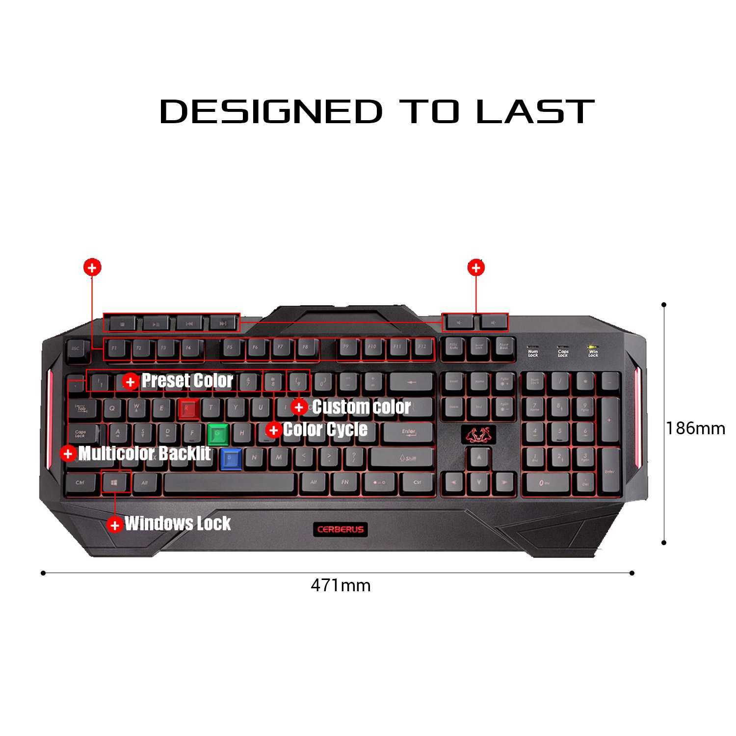 ASUS CERBERUS MKII MEMBRANE WITH RUBBER DOME LED BACKLIGHT WIRED ...