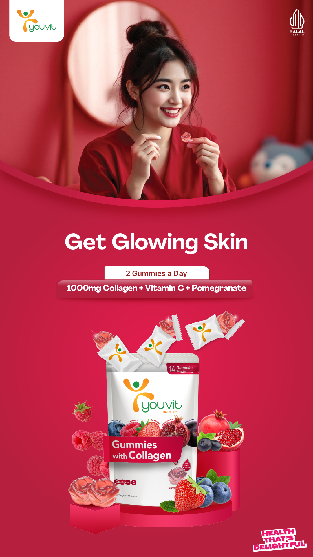 Youvit Collagen (60 Pcs) & Biotin Gummy (30 Pcs) 30 Days Vitamin Anti ...