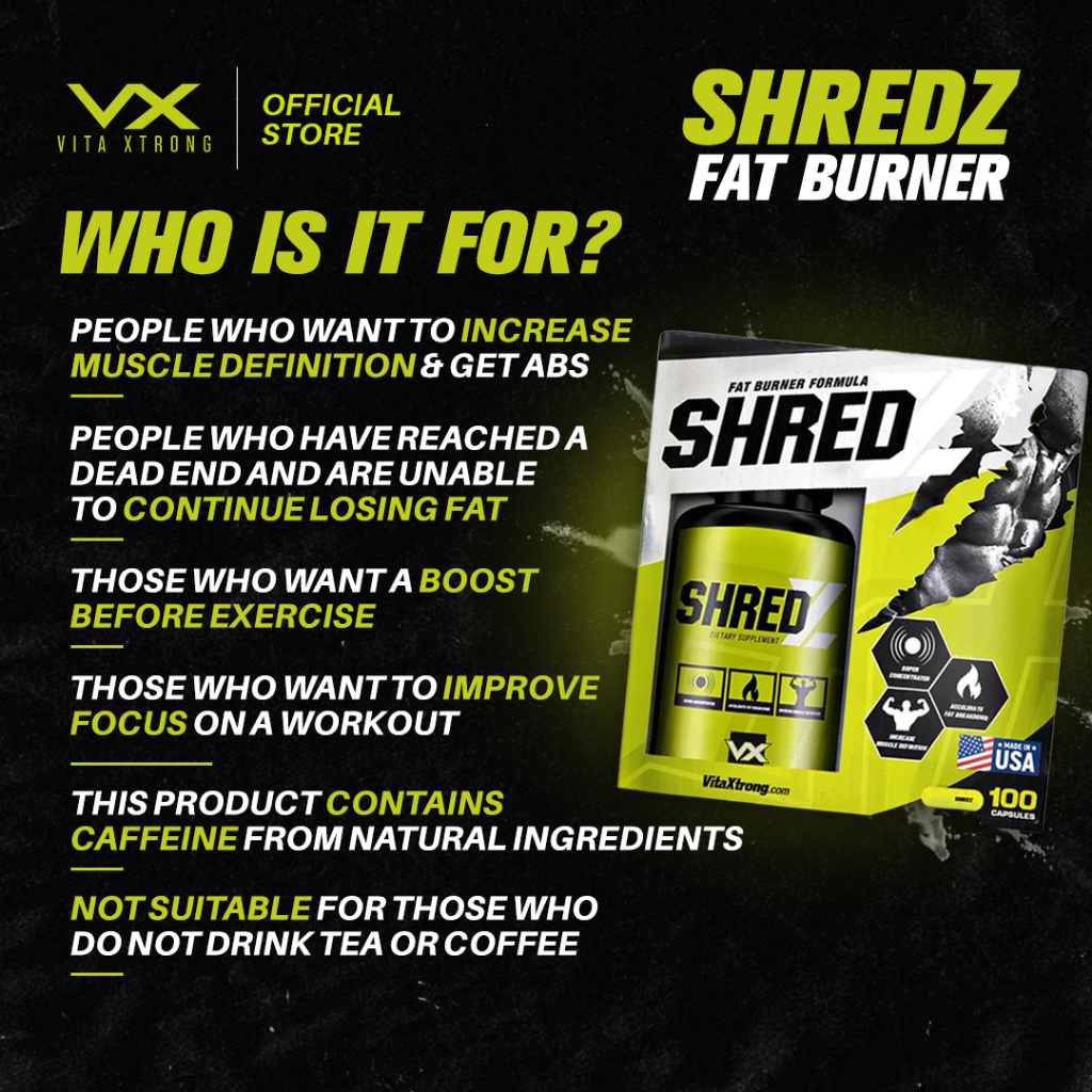 Vitaxtrong SHREDZ (100 Capsules) | Fat Burner, Energy Boost & Focus ...