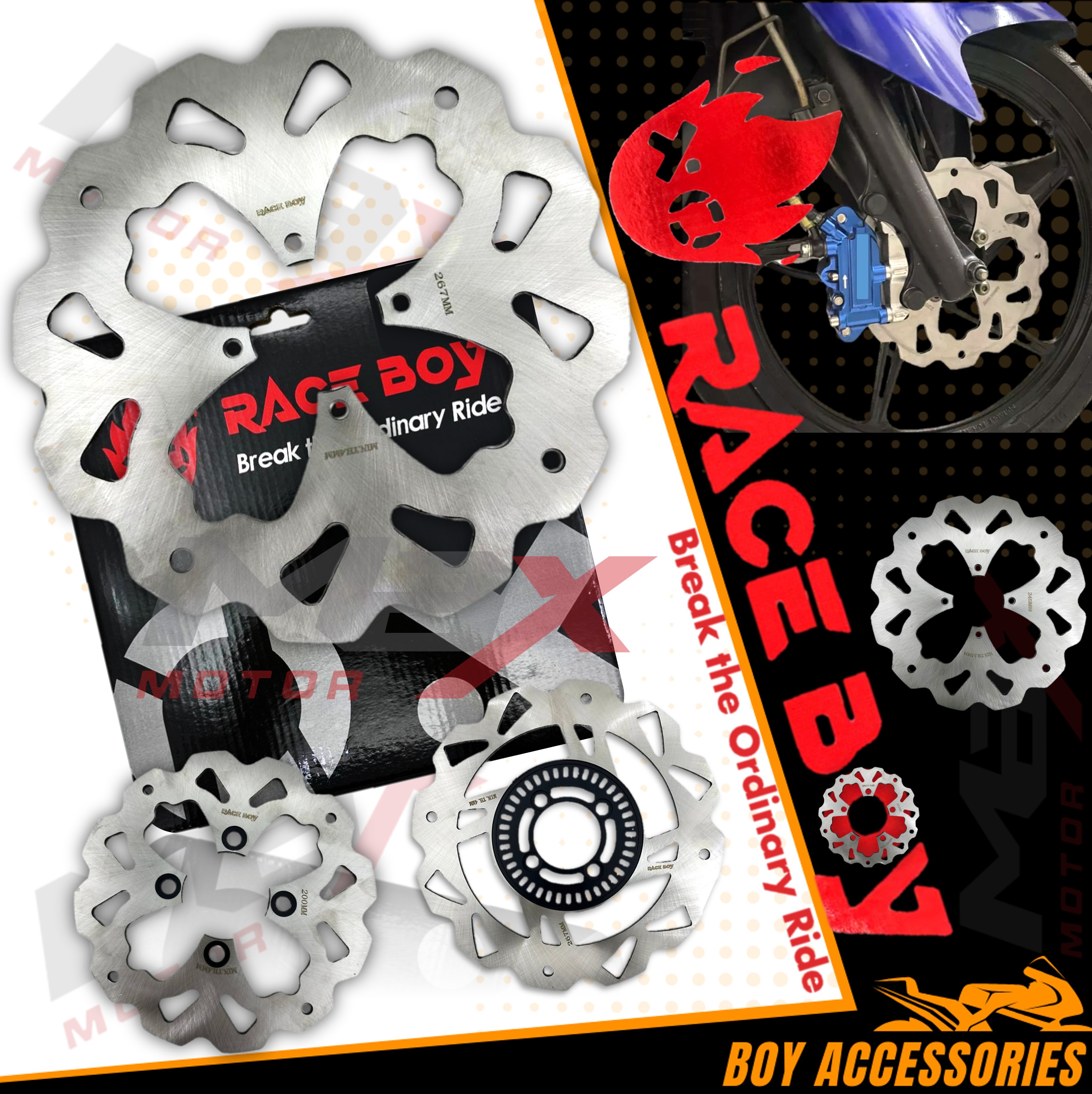RACE BOY BRAKE BREK DISC DISK CUTTING GALFER DEPAN BELAKANG Y15 Y16 EGO ...