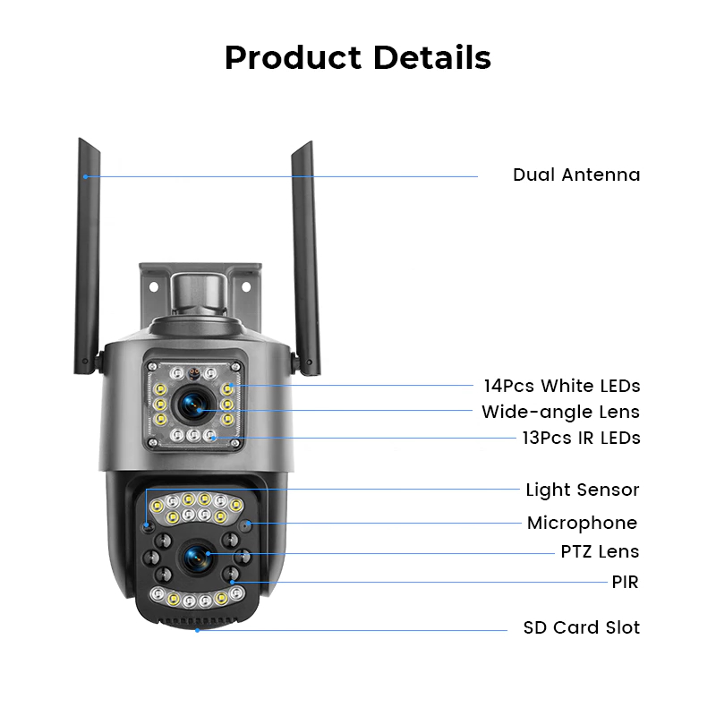 V380 Dual lens Q15S CCTV Camera 8MP Outdoor IP67 Waterproof Two-way ...