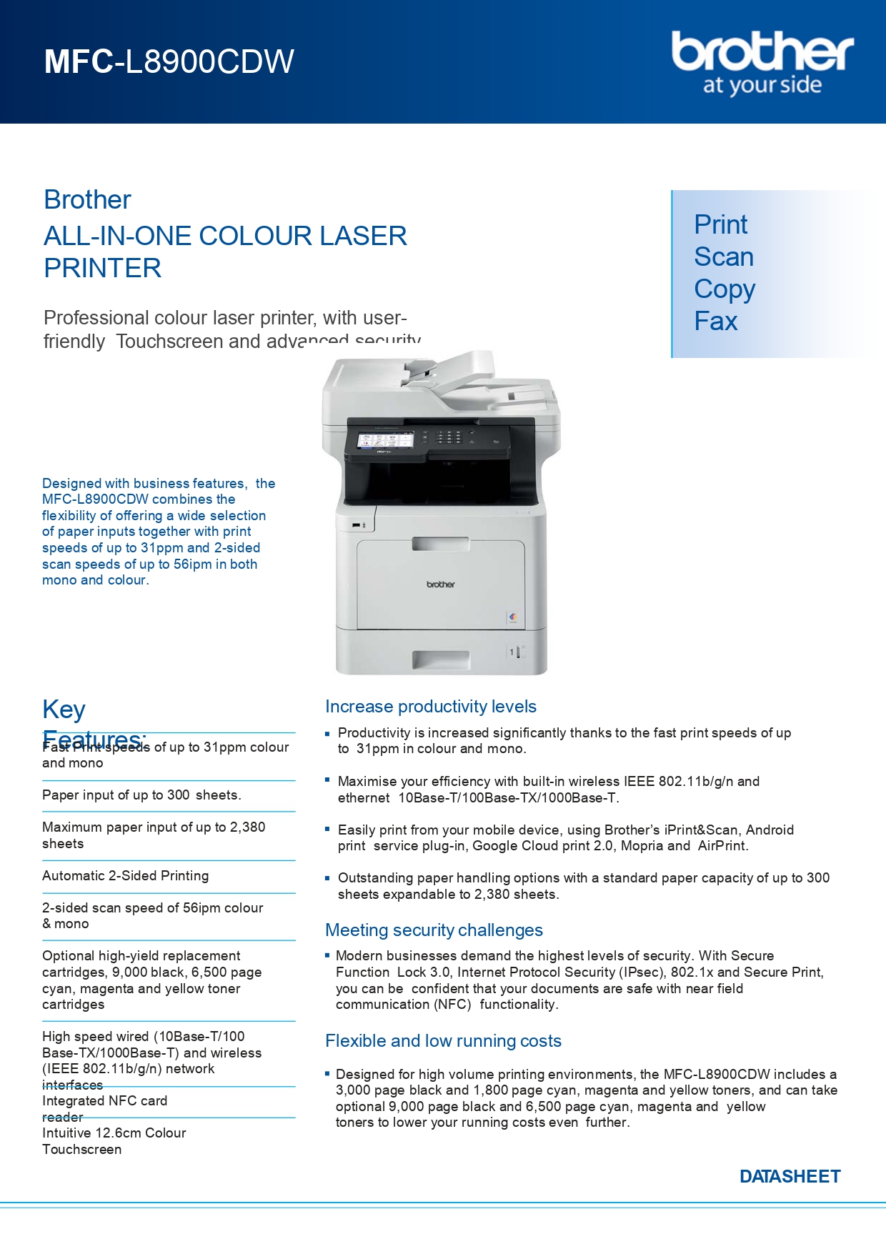 Brother MFC-L8900CDW 4in1 A4 Color Laser Printer Auto Duplex ADF FAX WI ...