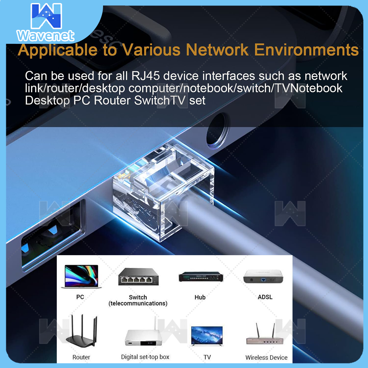 Cat6 RJ45 Network LAN Connector Gold-Plated Crystal CCTV Router Switch ...