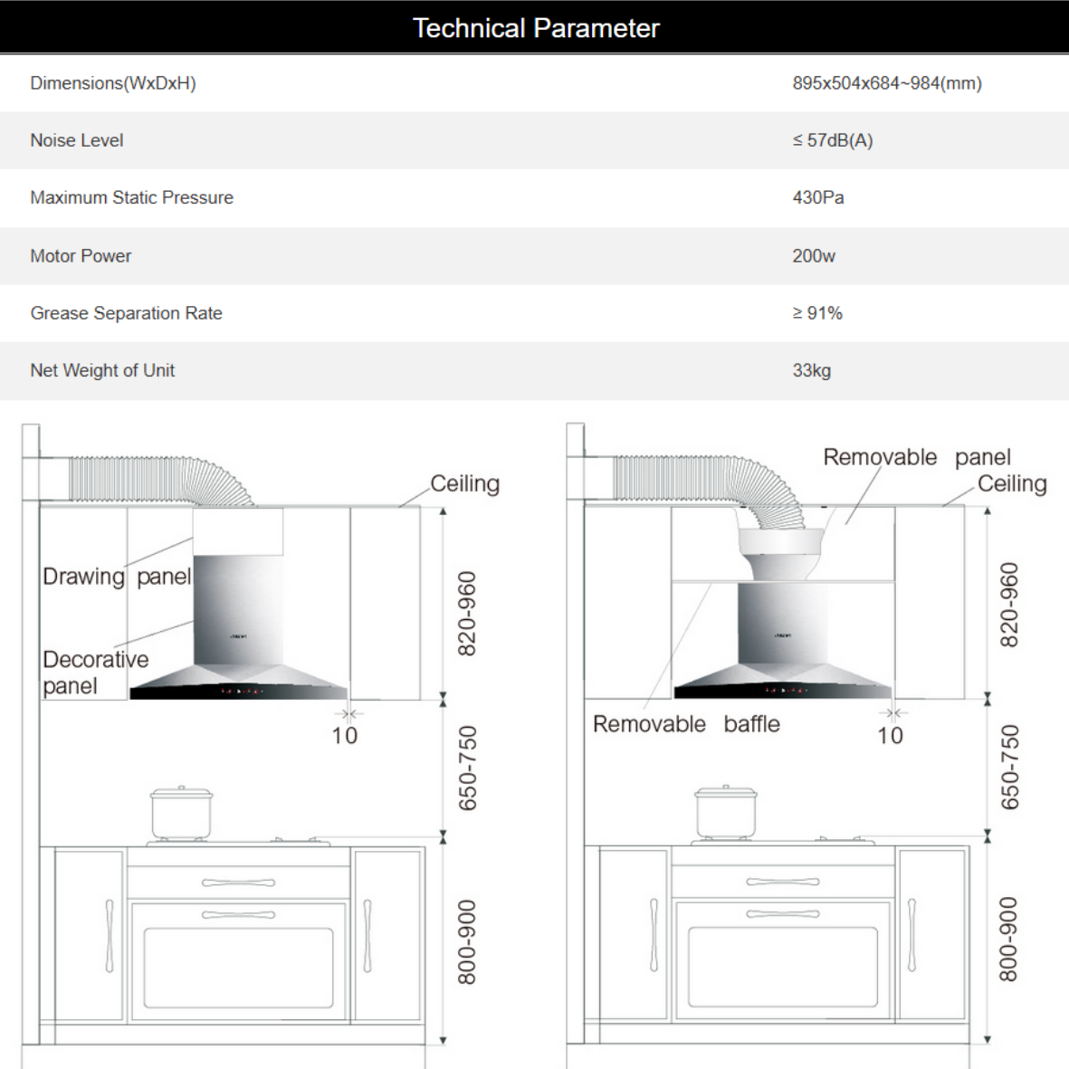 ROBAM A825 Kitchen Hood 90cm 2010m³/h Powerful Suction Chimney Cooker ...