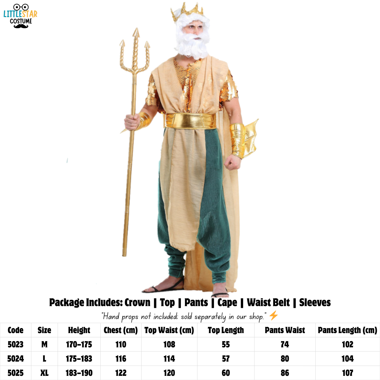 Poseidon God of Sea Costume for Adults – Mythical Ocean Warrior Outfit ...